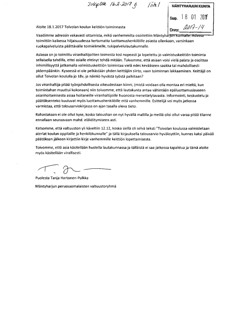 Koulun keittiö - Mäntyharjun perussuomalaiset ry